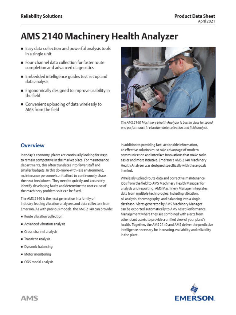 AMS 2140 Machinery Health Analyzer Overview | PDF | Electric Motor ...