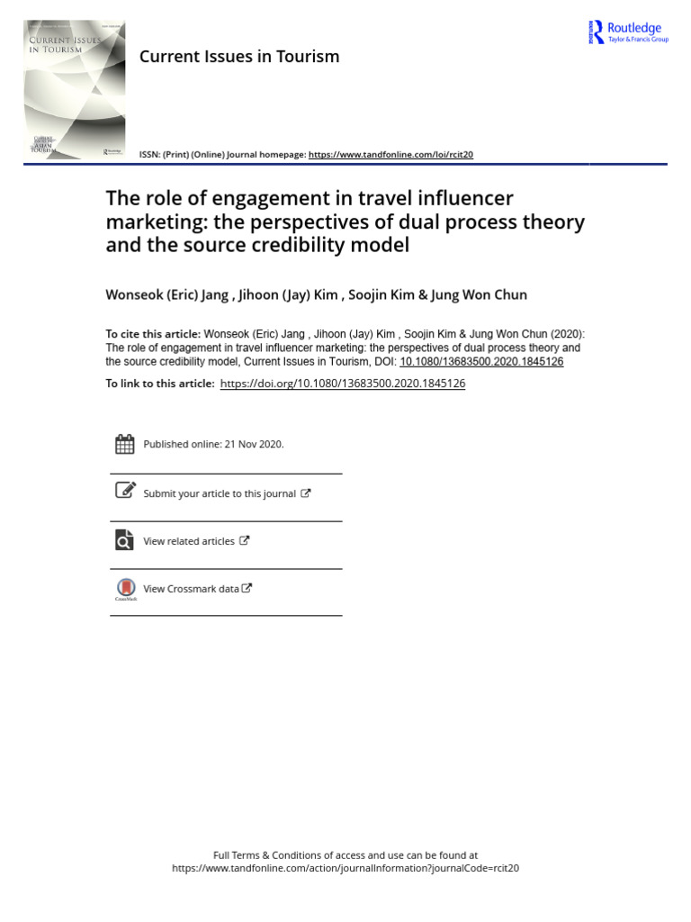 The Role of Engagement in Travel Influencer Marketing The Perspectives of Dual Process Theory ...
