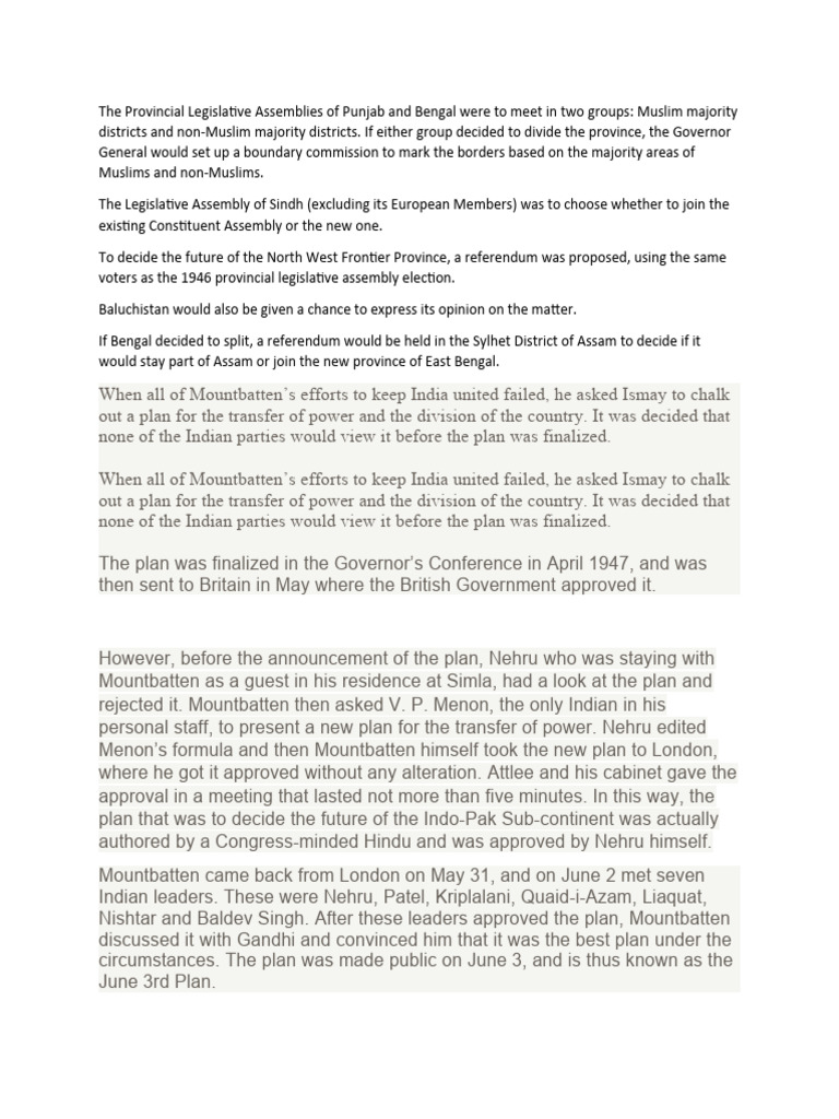 3rd June Plan 1947 Pakistan | PDF | Jawaharlal Nehru | Muhammad Ali Jinnah