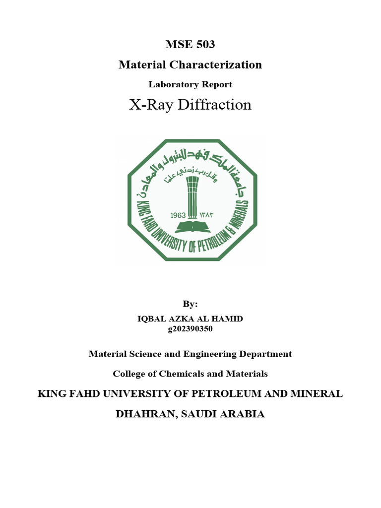 Laboratory Lab Report On X-Ray Diffraction (XRD) | PDF | X Ray ...