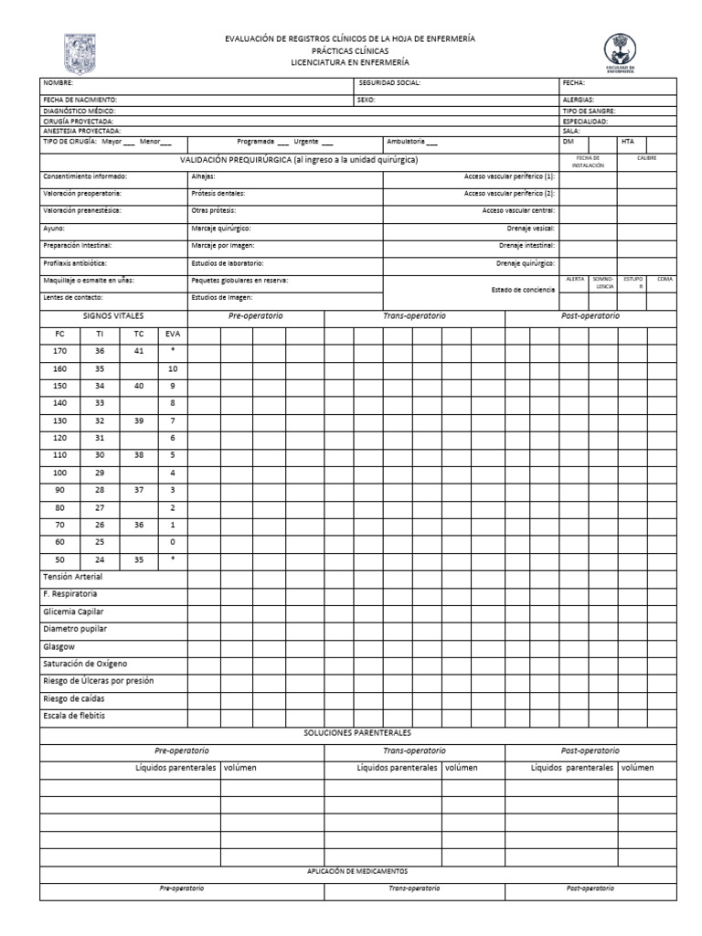 Hoja de Registros Quirúrgicos | PDF | Medicina CLINICA | Especialidades ...