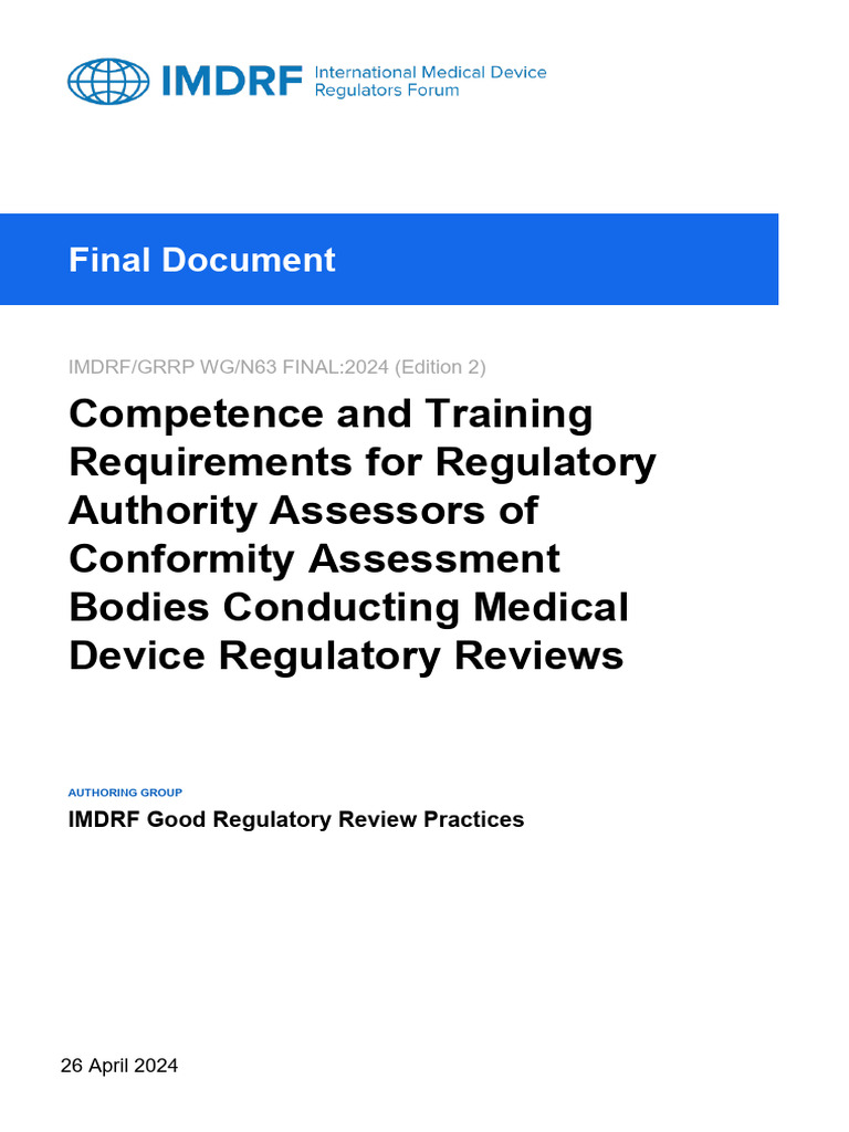 Competence and Training Requirements For Regulatory Authority Assessors ...