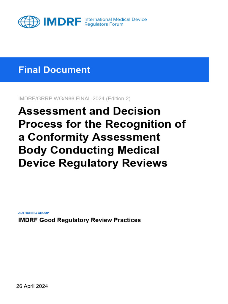 Assessment and Decision Process For The Recognition of A Conformity ...