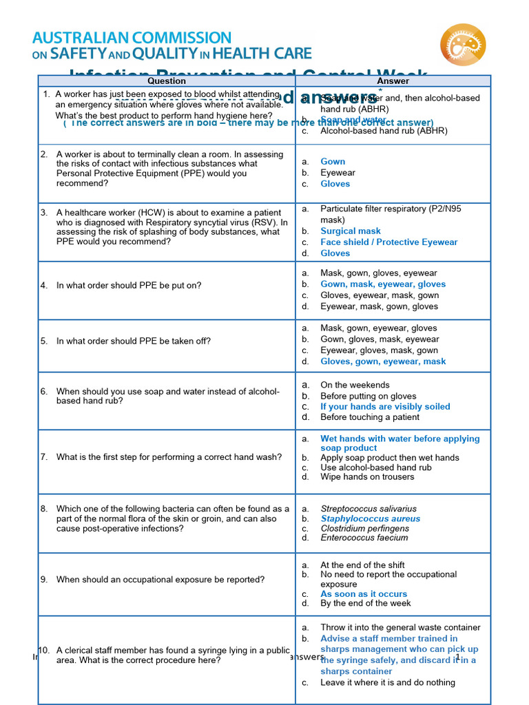 Ipc Week Quiz Questions and Answers 0 | PDF | Personal Protective ...