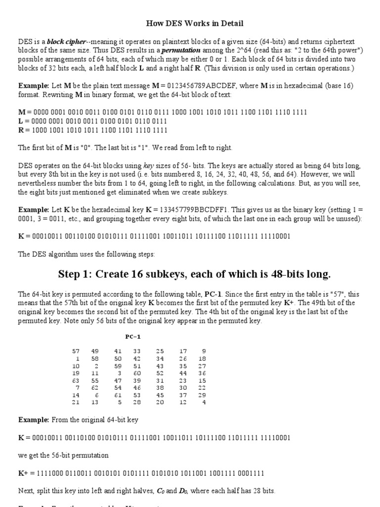 Step 1: Create 16 Subkeys, Each of Which Is 48-Bits Long.: How DES ...