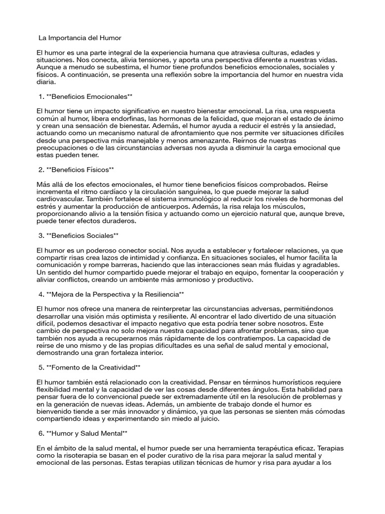 El Humor | PDF | Humor | La risa