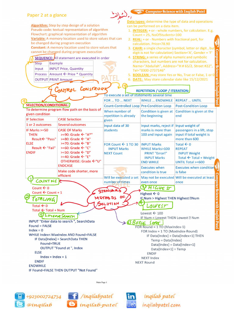 OL P2 Quick Revision | Download Free PDF | Data Type | Parameter (Computer Programming)