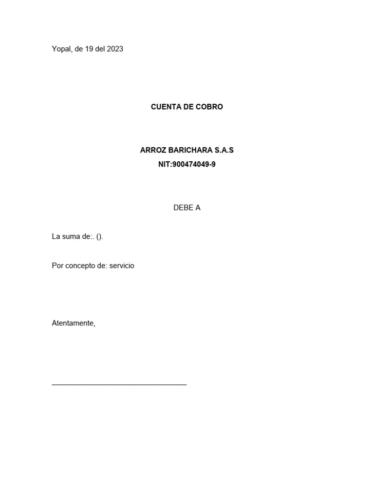 Formato Cuenta de Cobro | PDF