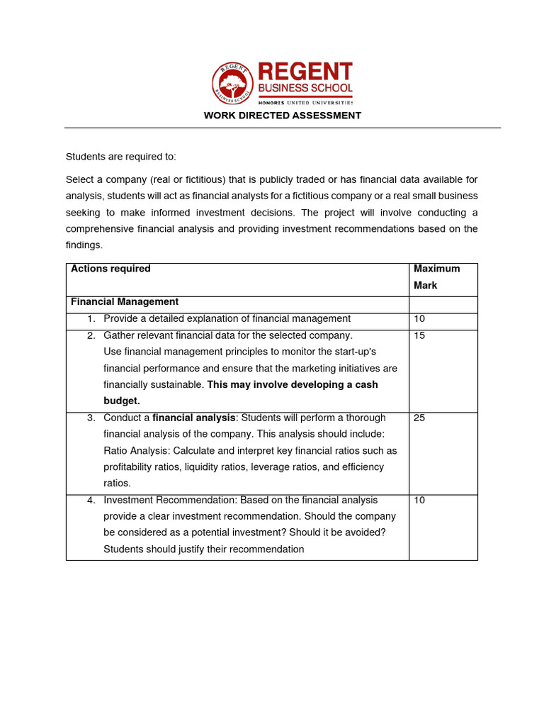 WDA - Financial Management | PDF