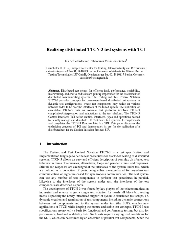 Realizing Distributed TTCN-3 Test Systems With TCI | PDF | Data Type ...