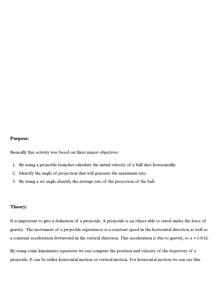 Projectile Motion Lab Report (1) .Docx 20240520 221831 ٠٠٠٠ | PDF | Acceleration | Applied And ...