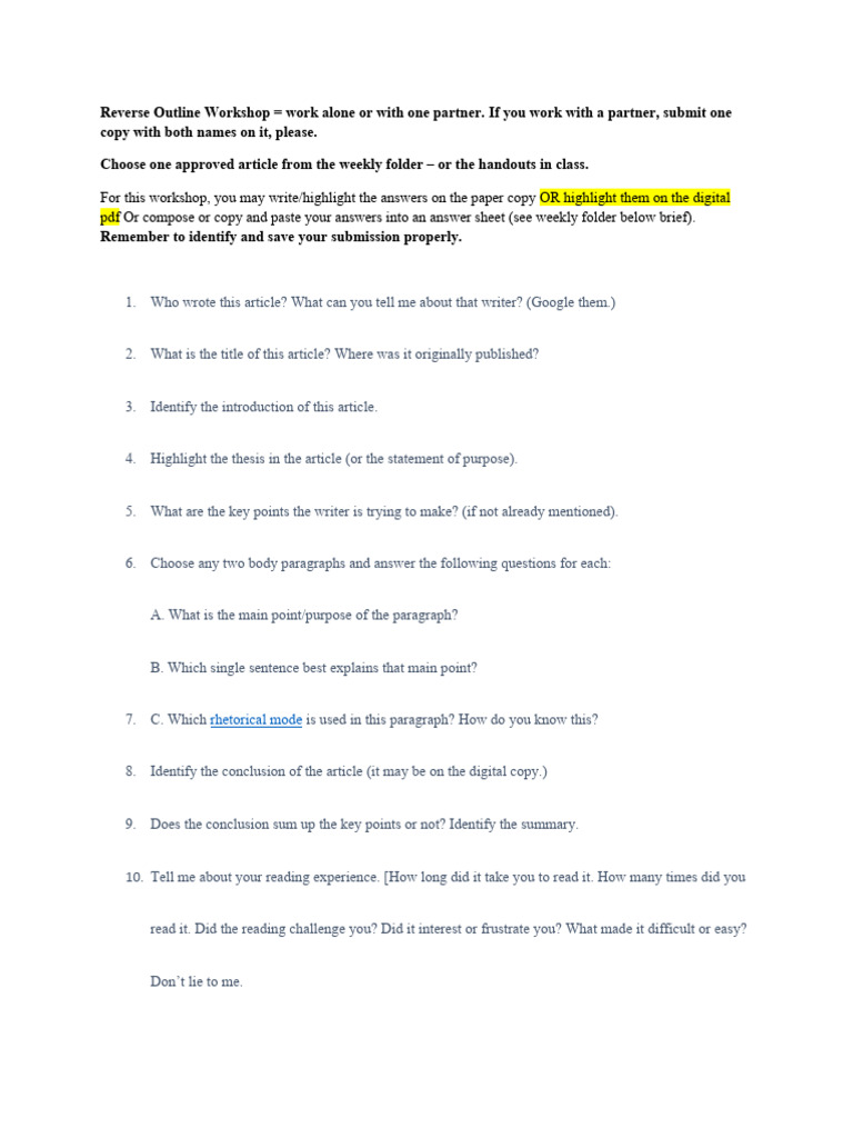 1020.reverse Outline Workshop (1) 2 | PDF | Career & Growth