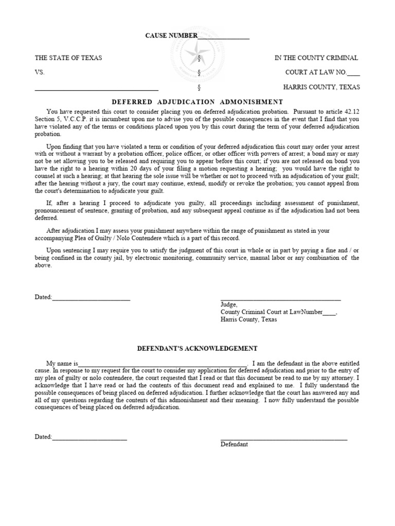 Deferred Admonishment | PDF | Probation | Plea