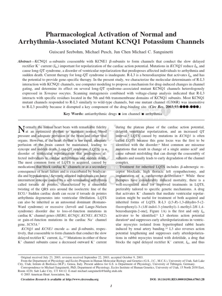 Seebohm Circulation Research Preprint 2003 | PDF | Biology | Biophysics