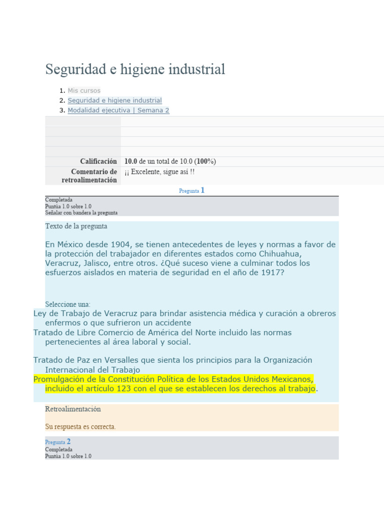 Seguridad e higiene industrial semana 2 | PDF