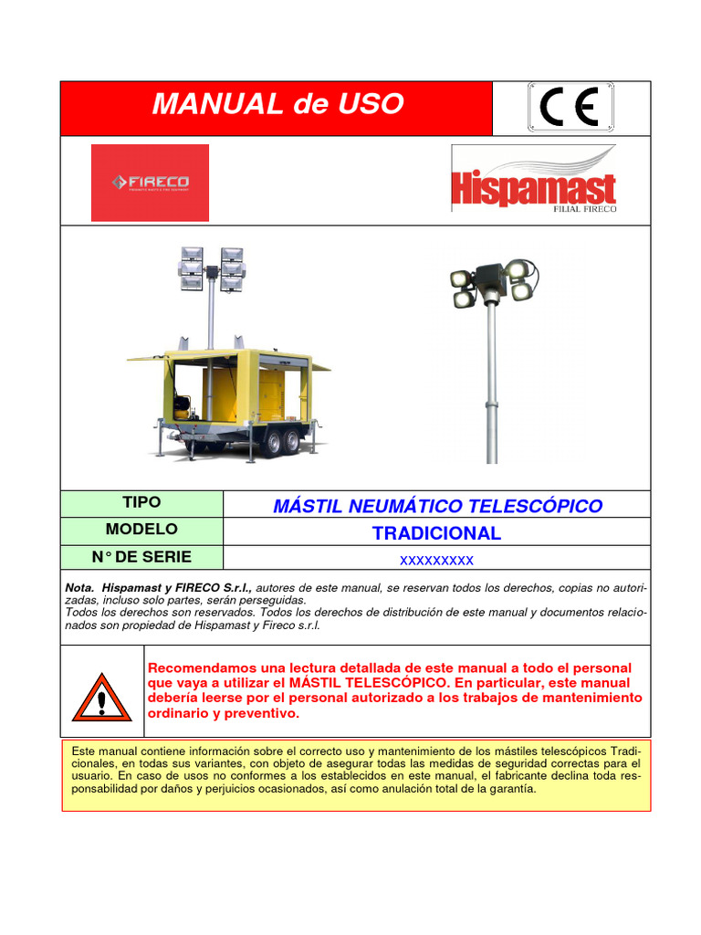 Manual de Mástil Telescópico | PDF | Neumático | Tornillo