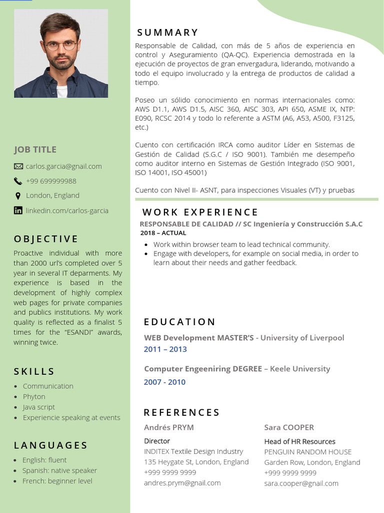 144 Curriculum Vitae en Ingles | PDF | Crecimiento personal y ...