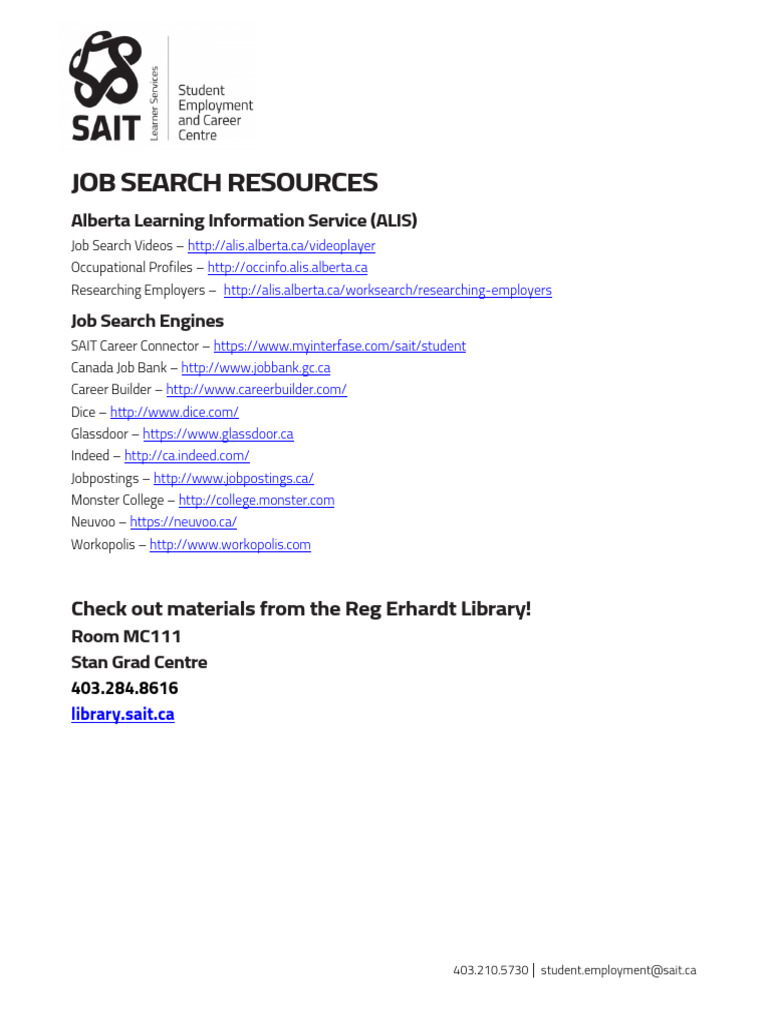 Resources HANDOUT Job Search AT | PDF | Business | Computers