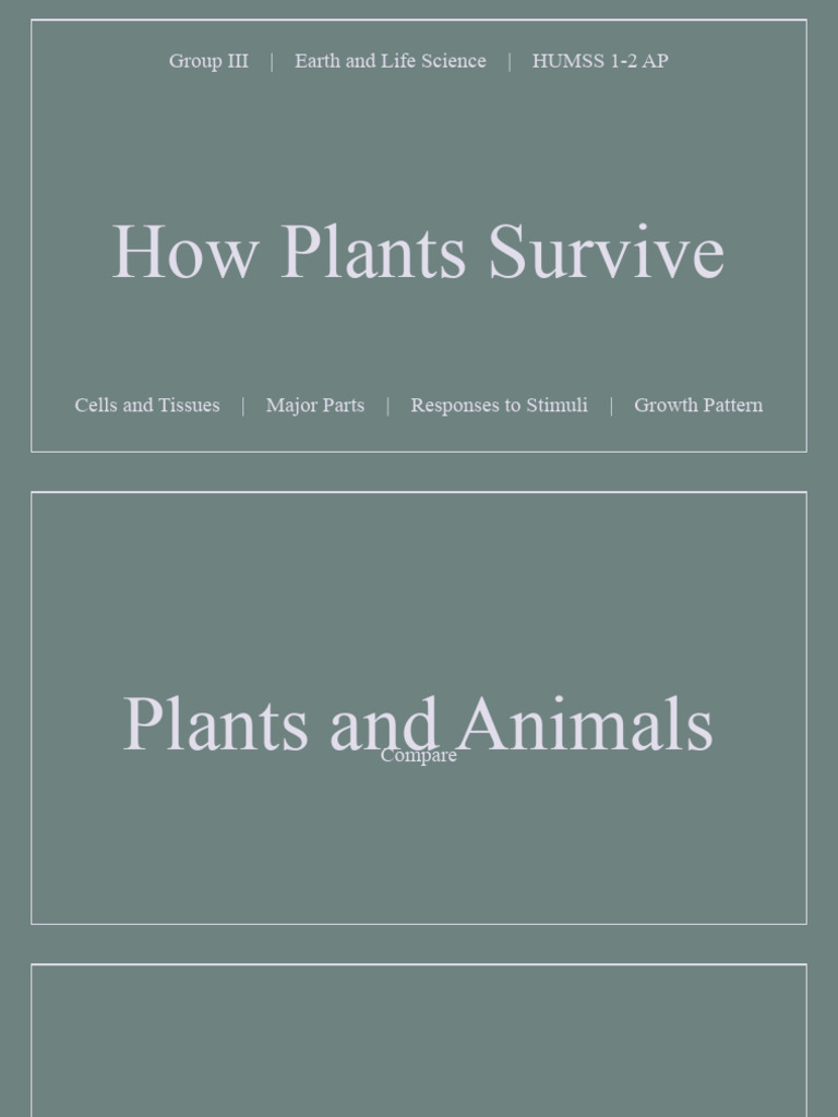 How Plants Survive: Group III - Earth and Life Science - Humss 1-2 Ap ...