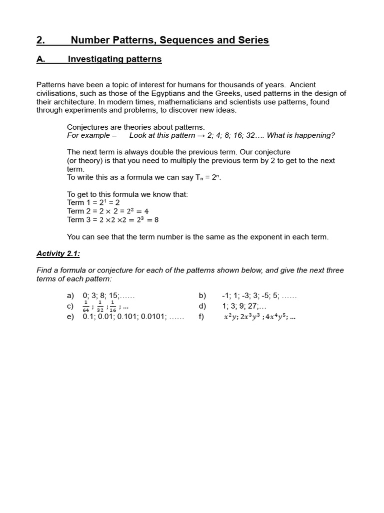 Chapter 2 Patterns Sequences and Series | PDF | Recurrence Relation | Mathematical Objects