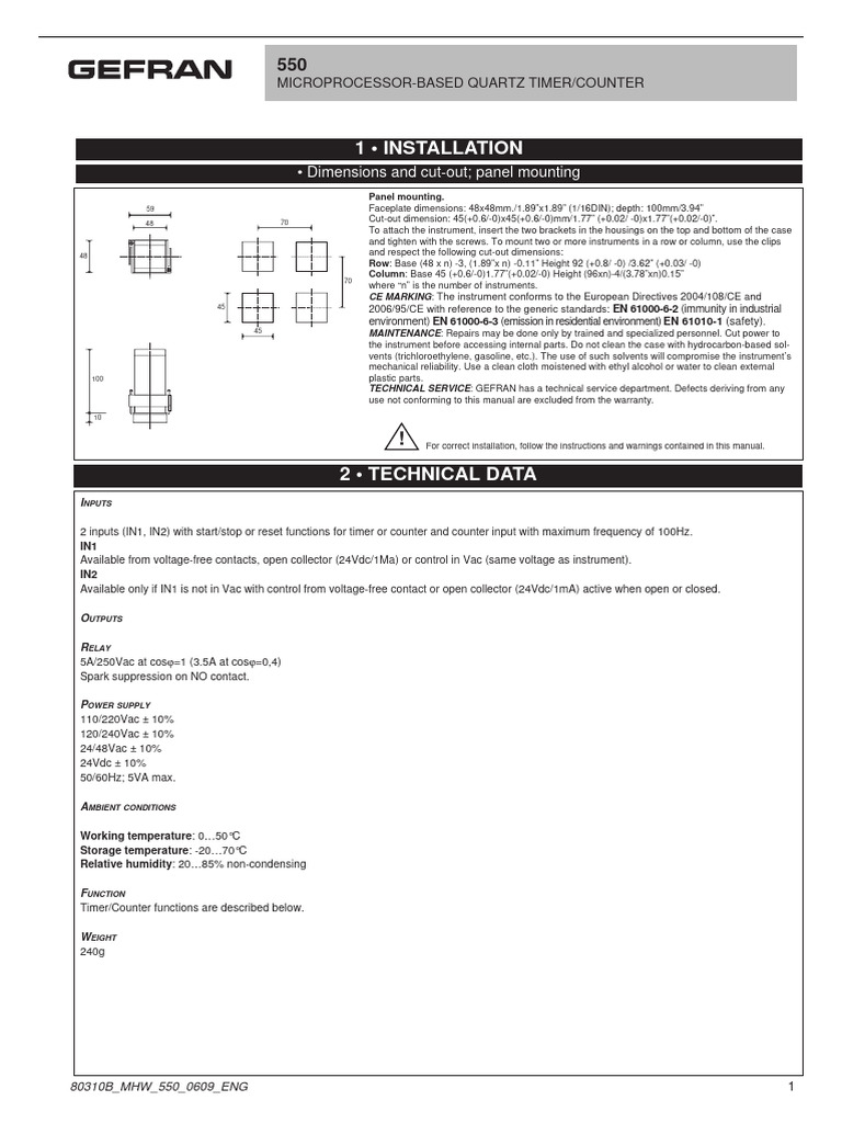 GEFRAN 550 | PDF | Power Supply | Relay