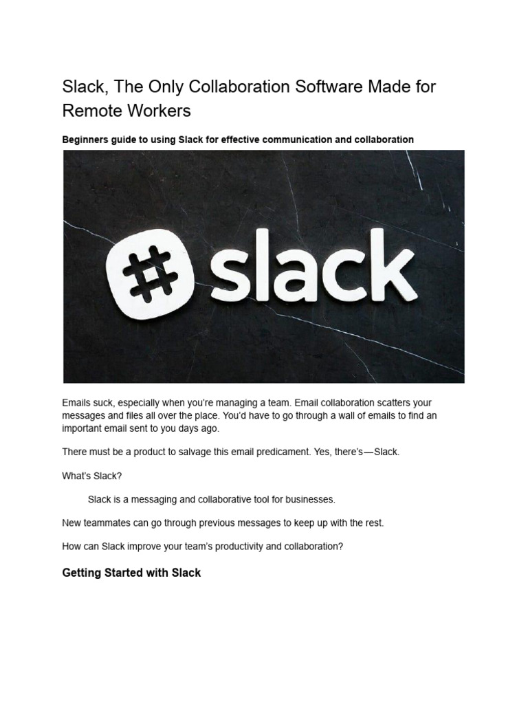Slack, The Only Collaboration Software Made For Remote Workers | PDF | Icon (Computing ...