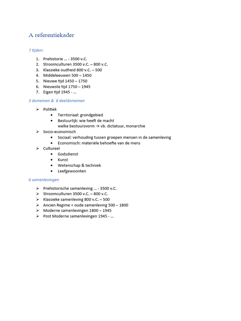 Geschiedenis Referentiekader | PDF
