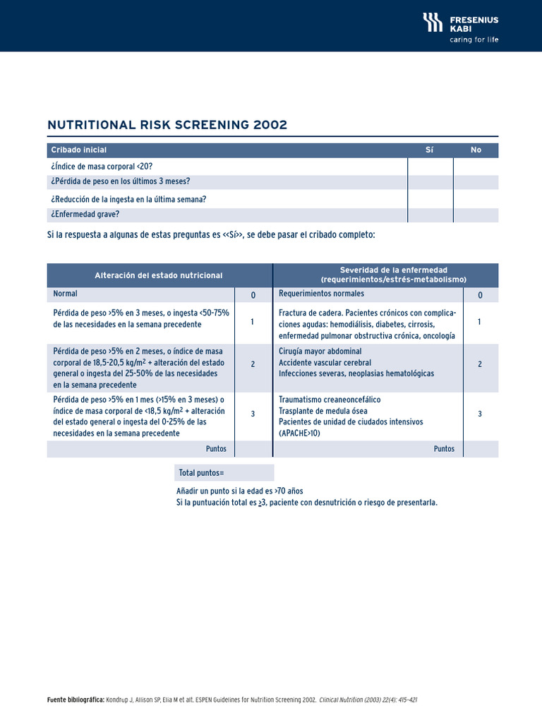 Cribado Nutricional NRS 2002 | PDF | Ciencias de la Salud | Epidemiología