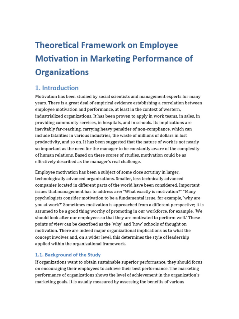 Theoretical Framework On Employee Motivation in Marketing Performance ...