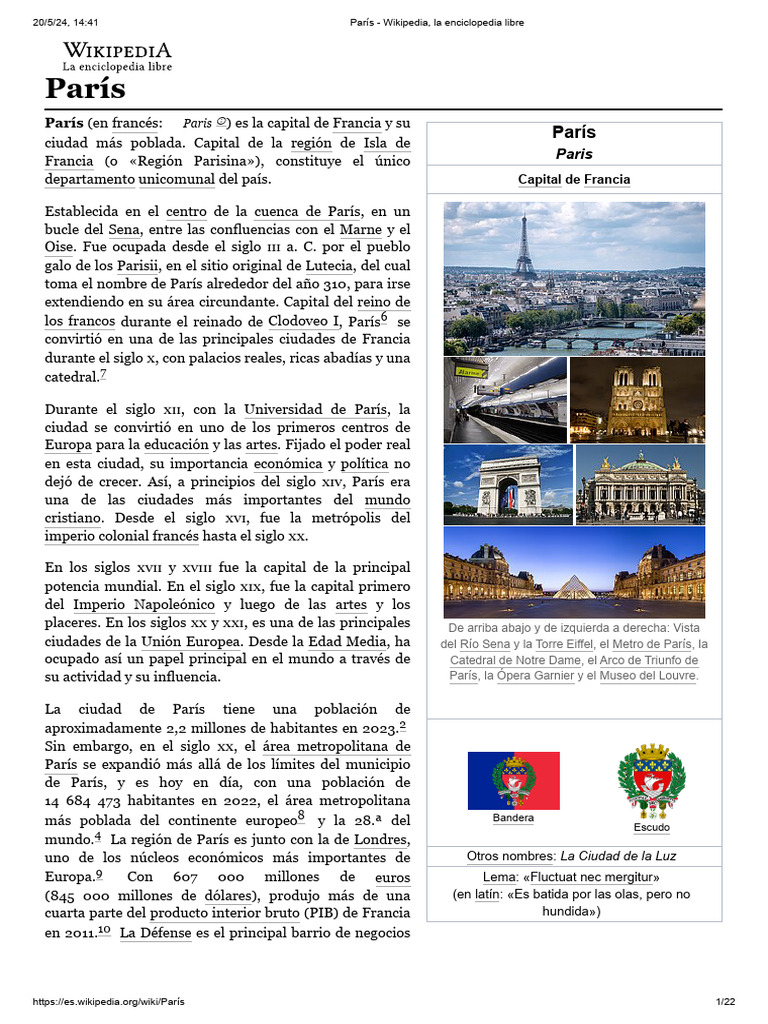 París - Wikipedia, La Enciclopedia Libre | PDF | París | Francia