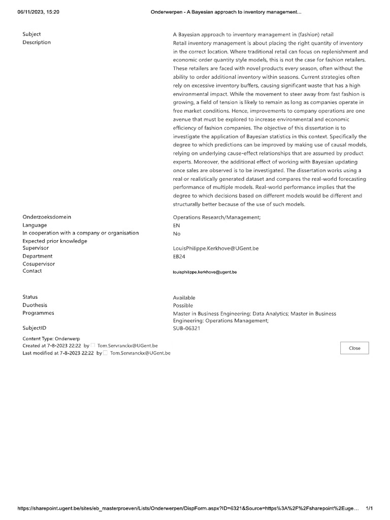 Bayesian Approach To Inventory Management | PDF