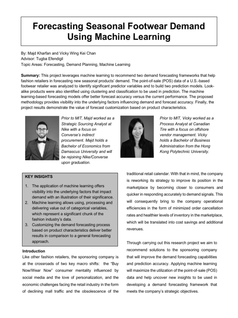 Forecasting Seasonal Footwear Demand Using Machine Learning | Download Free PDF | Forecasting ...
