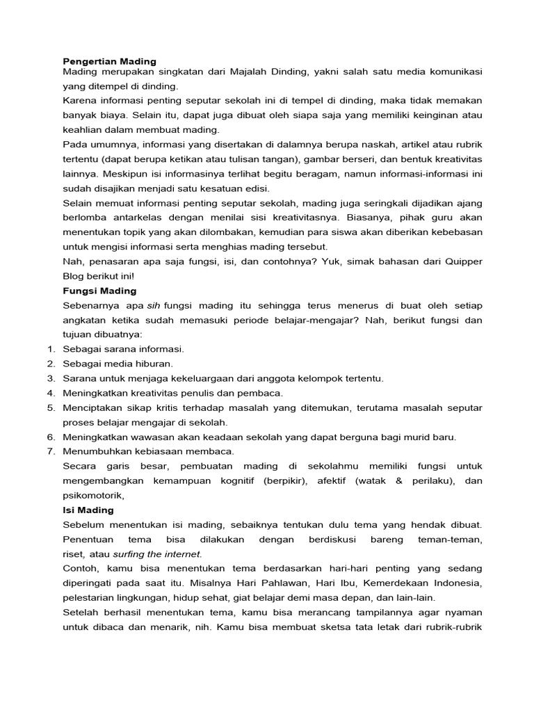 Panduan Lengkap Membuat Mading Sekolah | PDF | Karier & Perkembangan
