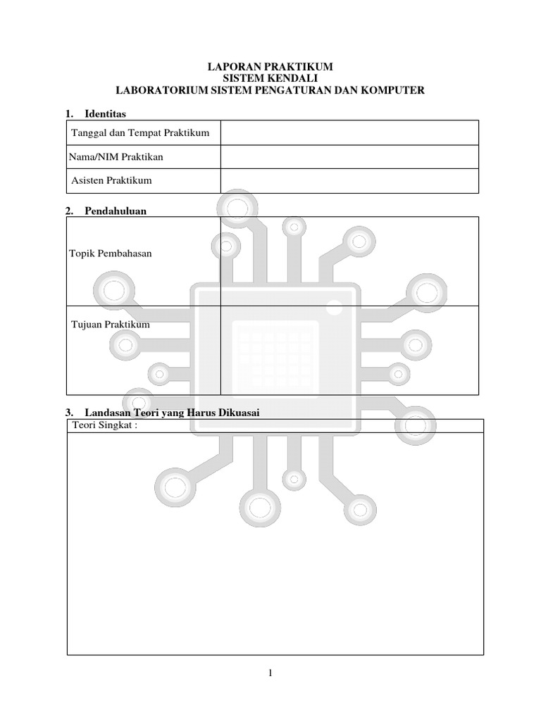 Laporan Praktikum Sistem Kendali Kosong | PDF | Teknologi & Rekayasa