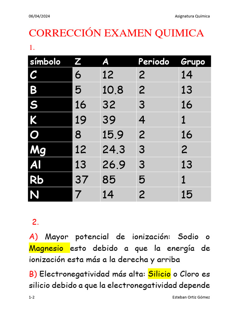 Quimi | PDF | Tabla periódica | Ionización
