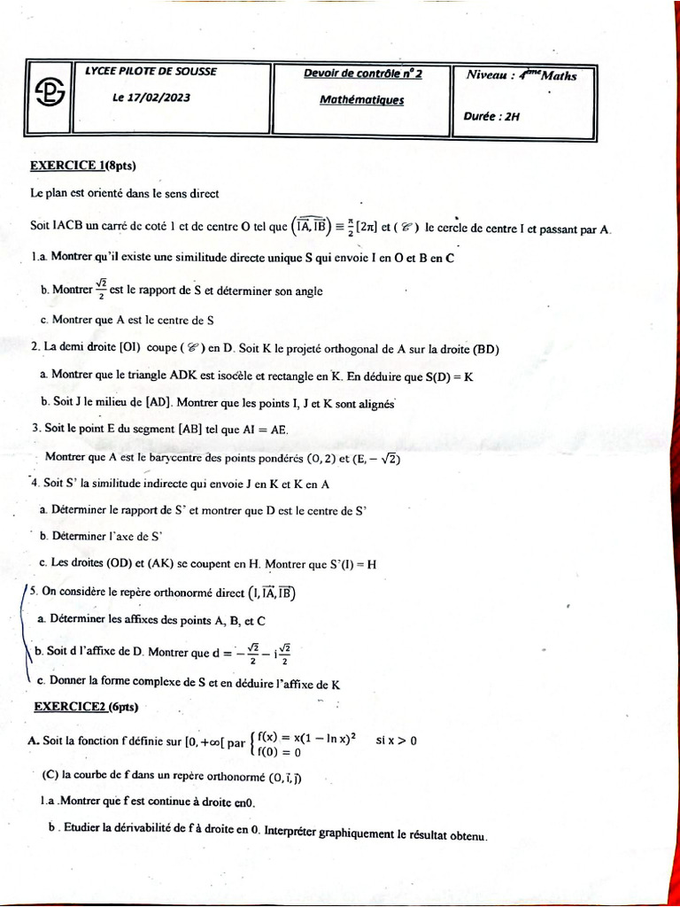 C2 LPS 2023 Bac Maths | PDF