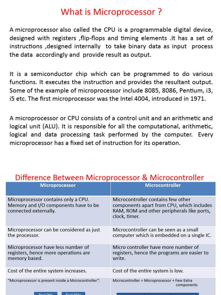 UNIT I Microprocessor | PDF | Central Processing Unit | Microcontroller