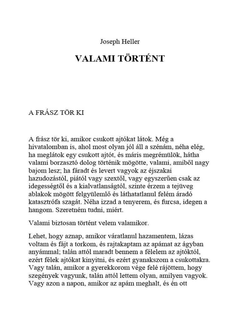 Joseph Heller Valami Tortent | PDF