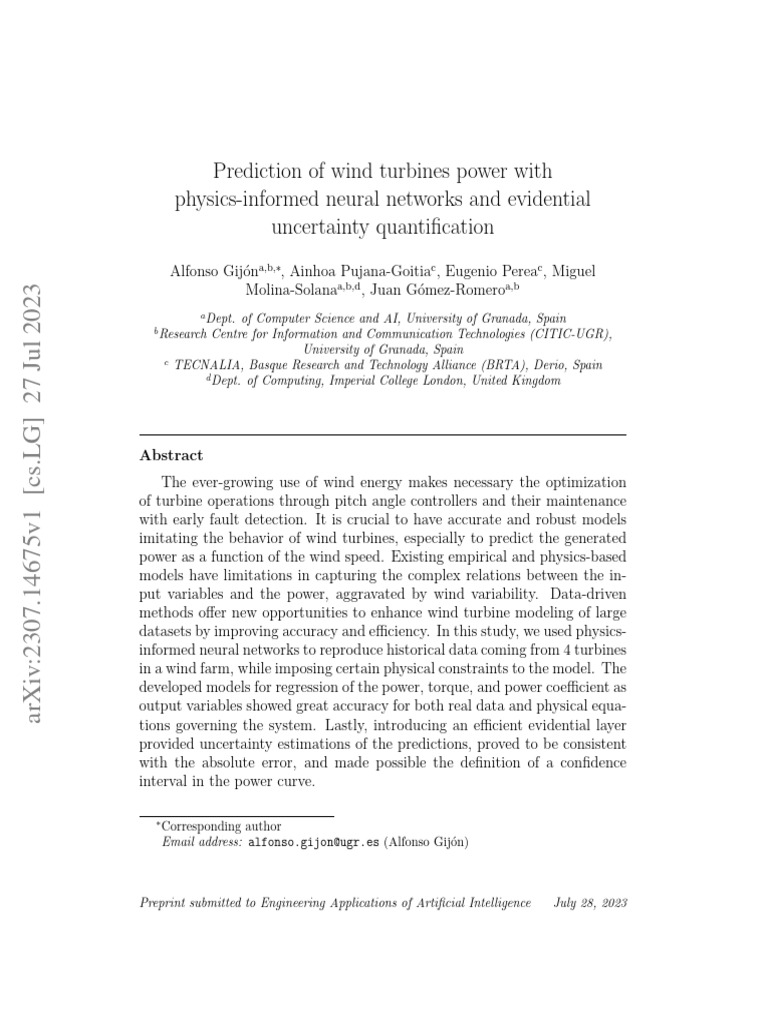 Prediction of Wind Turbines Power With Physics-Informed Neural Networks and Evidential ...