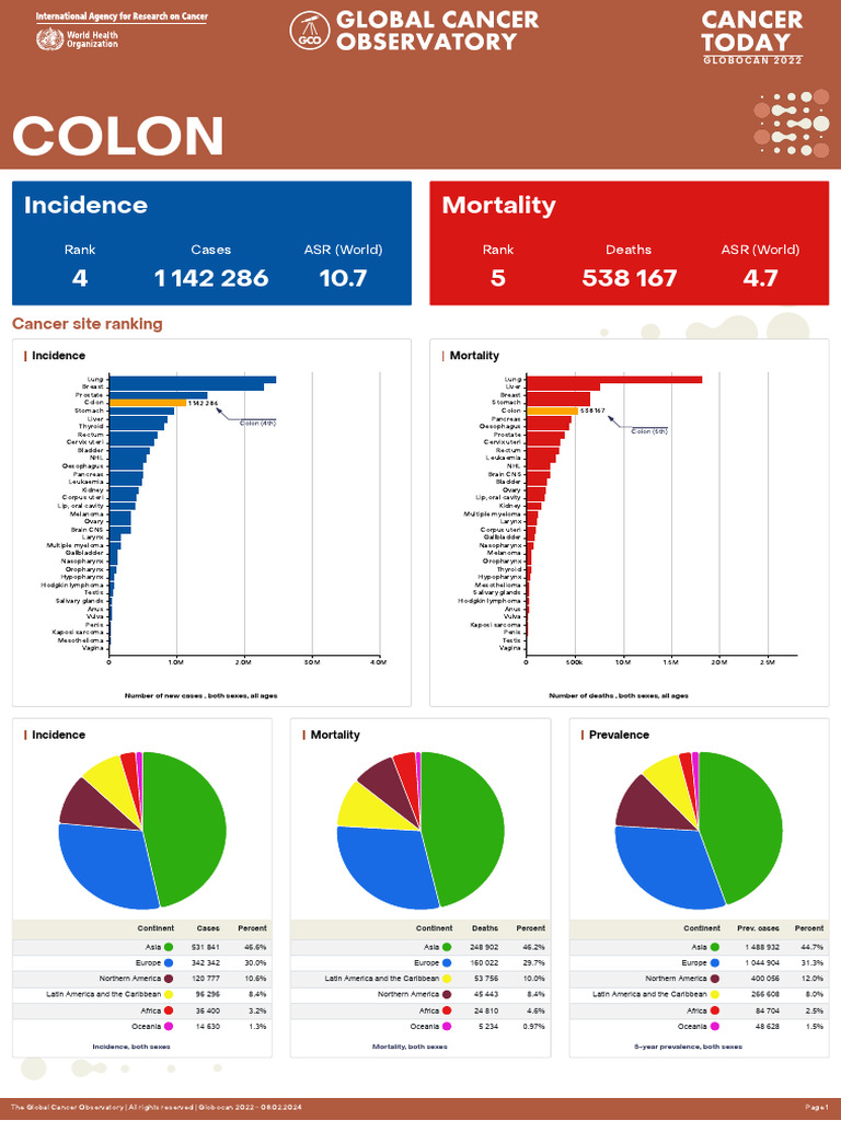 8 Colon Fact Sheet | PDF | Oceania | Causes Of Death