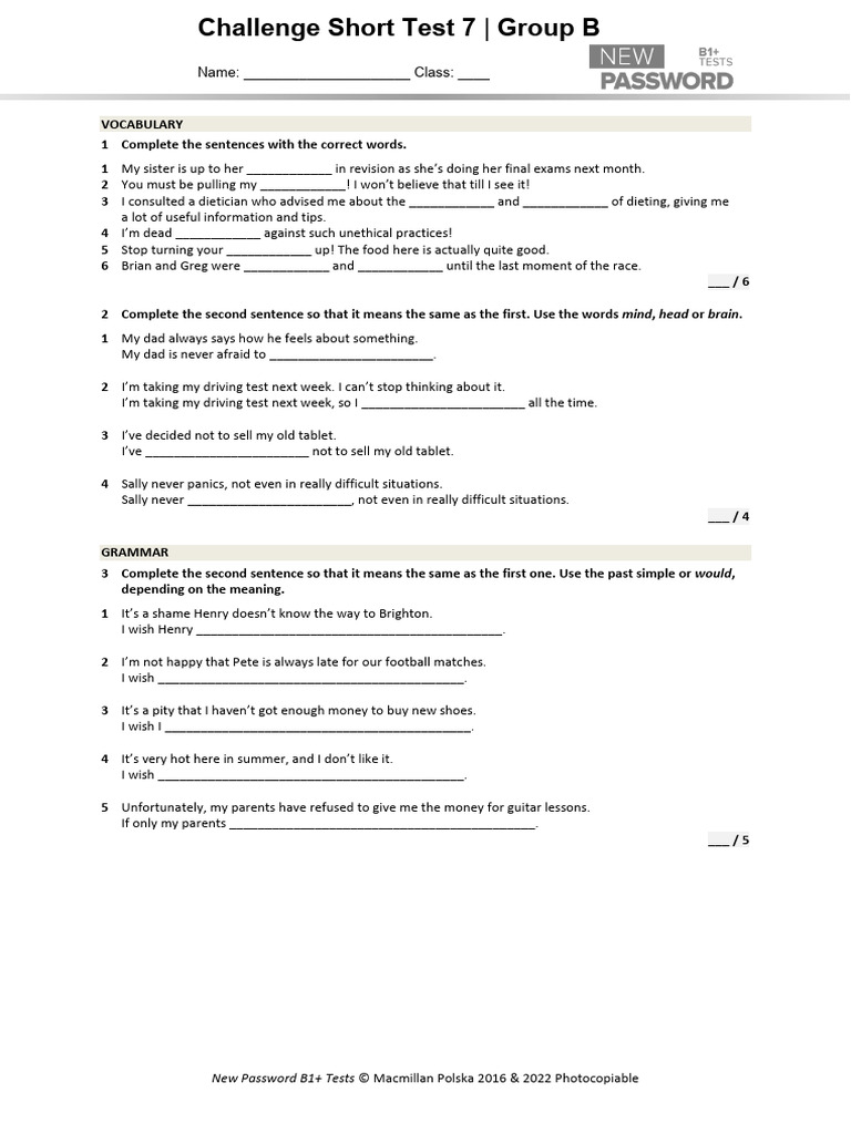 New Password B1 CST 7B | PDF | Career & Growth | Cooking, Food & Wine