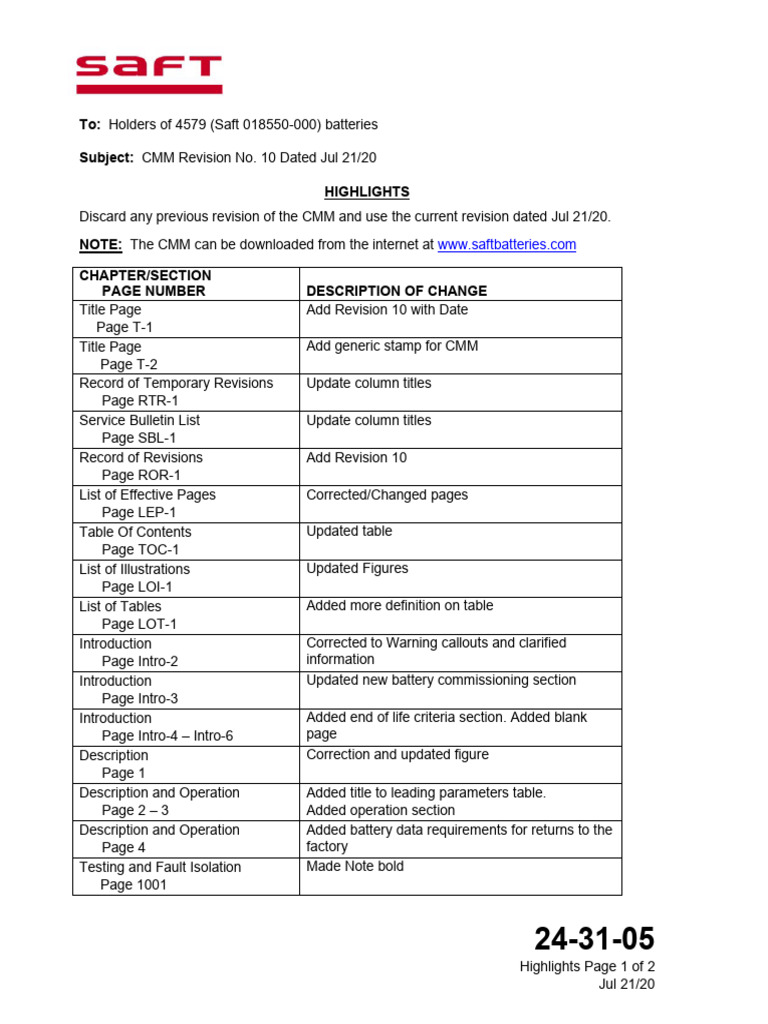4579 CMM 24-31-05 Rev 10 | PDF | Battery Charger | Electricity