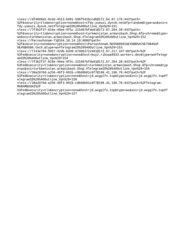 VLESS VPN Configuration Links | PDF