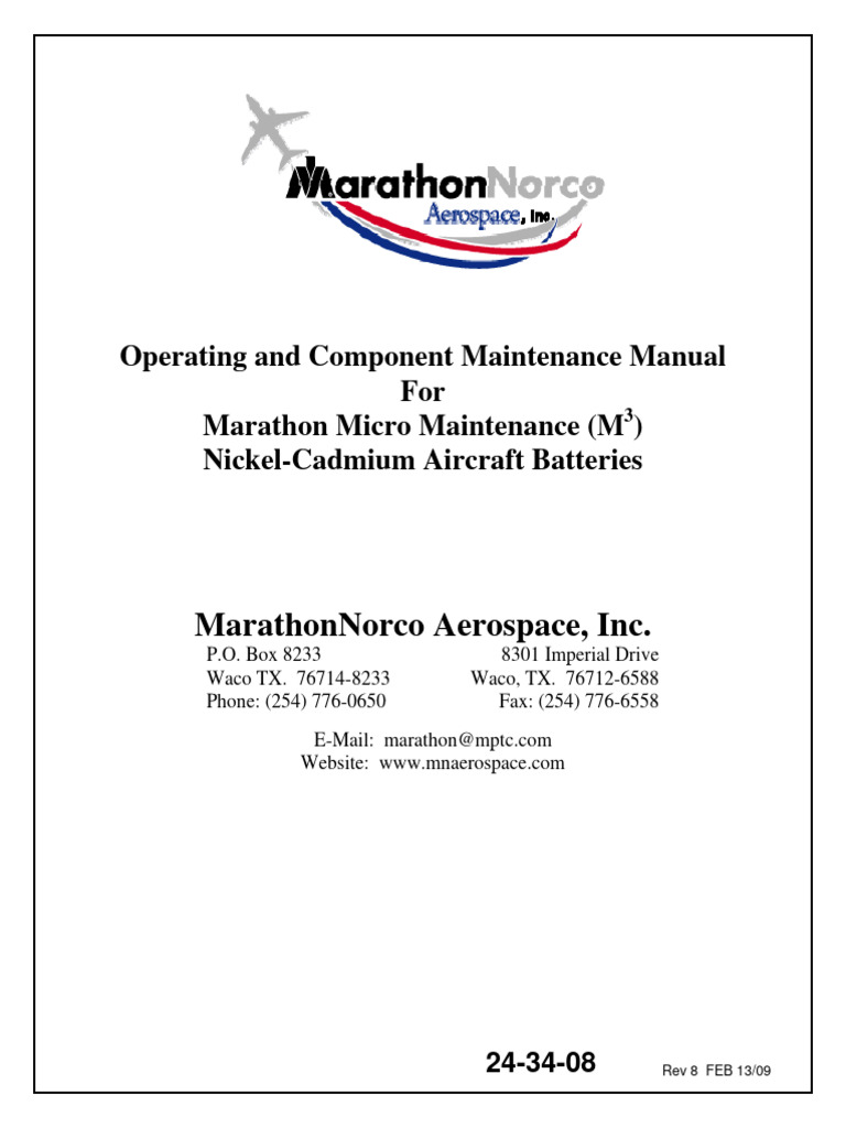 Marathon M3 Battery Maintenance Manual | PDF | Rechargeable Battery ...