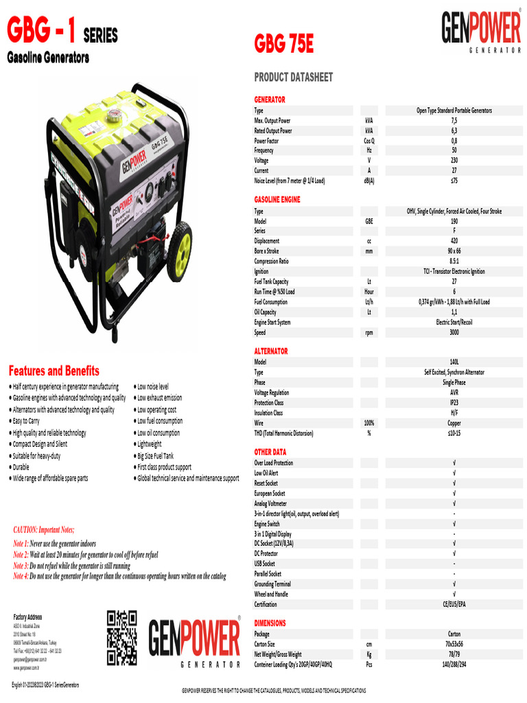 GBG 75e en | PDF | Engines | Electric Generator