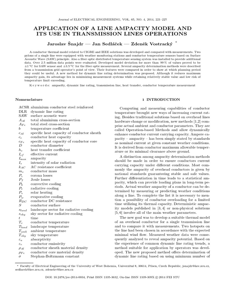 Application of A Line Ampacity Model and Its Use in Transmission Lines ...