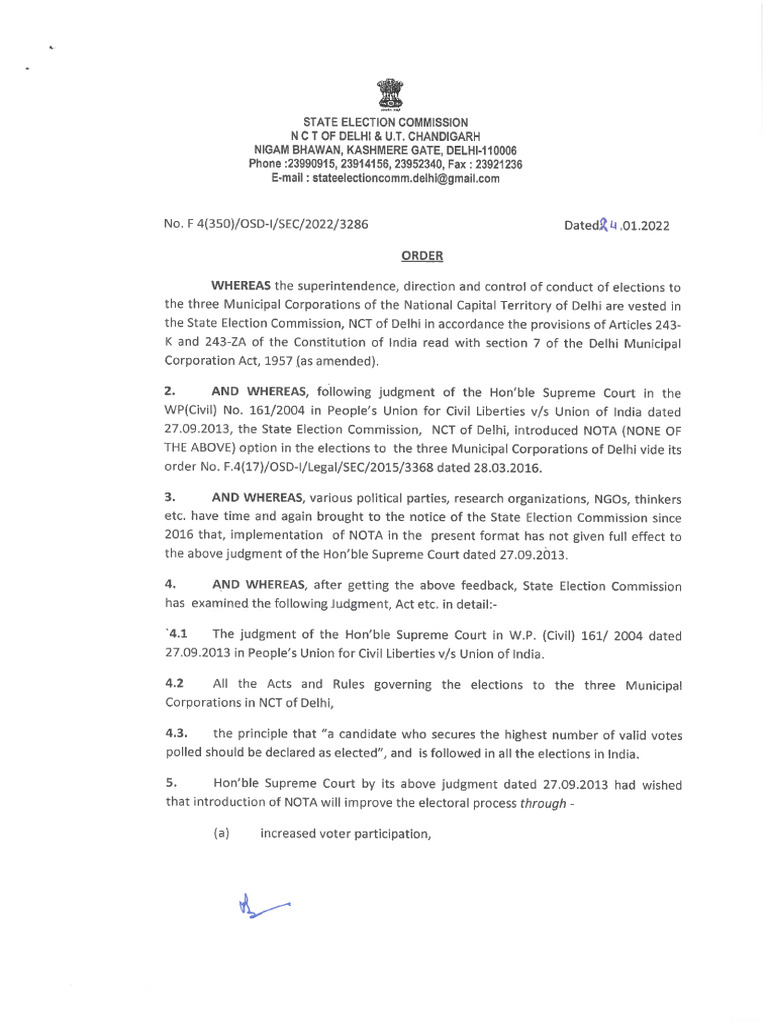 Order Regarding Nota | PDF