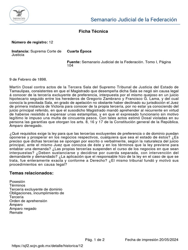 Ficha Técnica12 | PDF | Judicaturas | Justicia