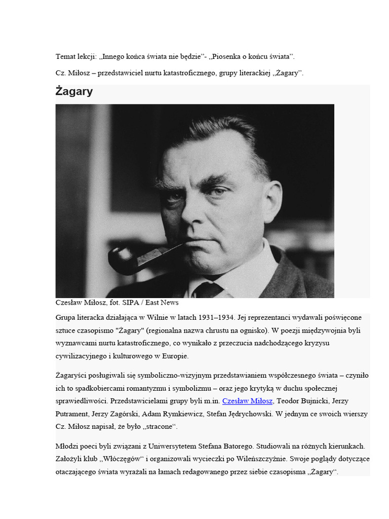 Karta Pracy Milosz Piosenka o Koncu Swiata 2020 | PDF Karta Pracy Milosz Piosenka o Koncu Swiata 2020 | PDF