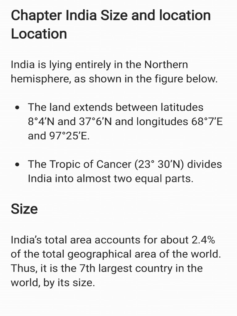 India Size and Location Chapter Notes | PDF